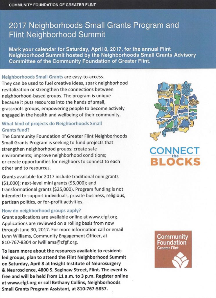 2017 Neighborhoods Small Grants Program and Connect the Blocks Summit ...