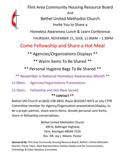 Homeless Awareness Lunch and Learn Conference | Flint Neighborhoods United